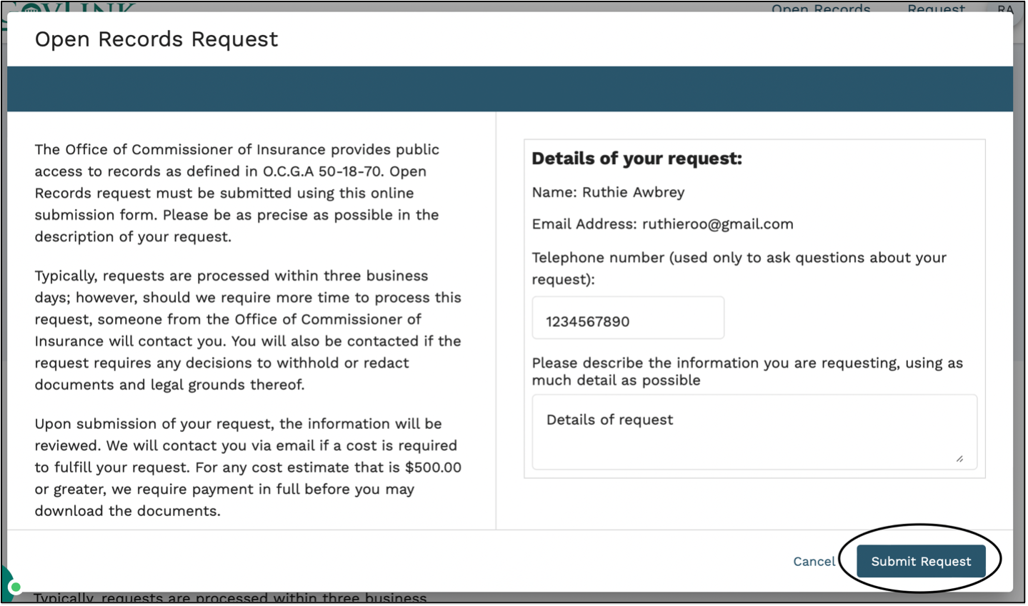 Submitting an Open Records Request – GovLink Support